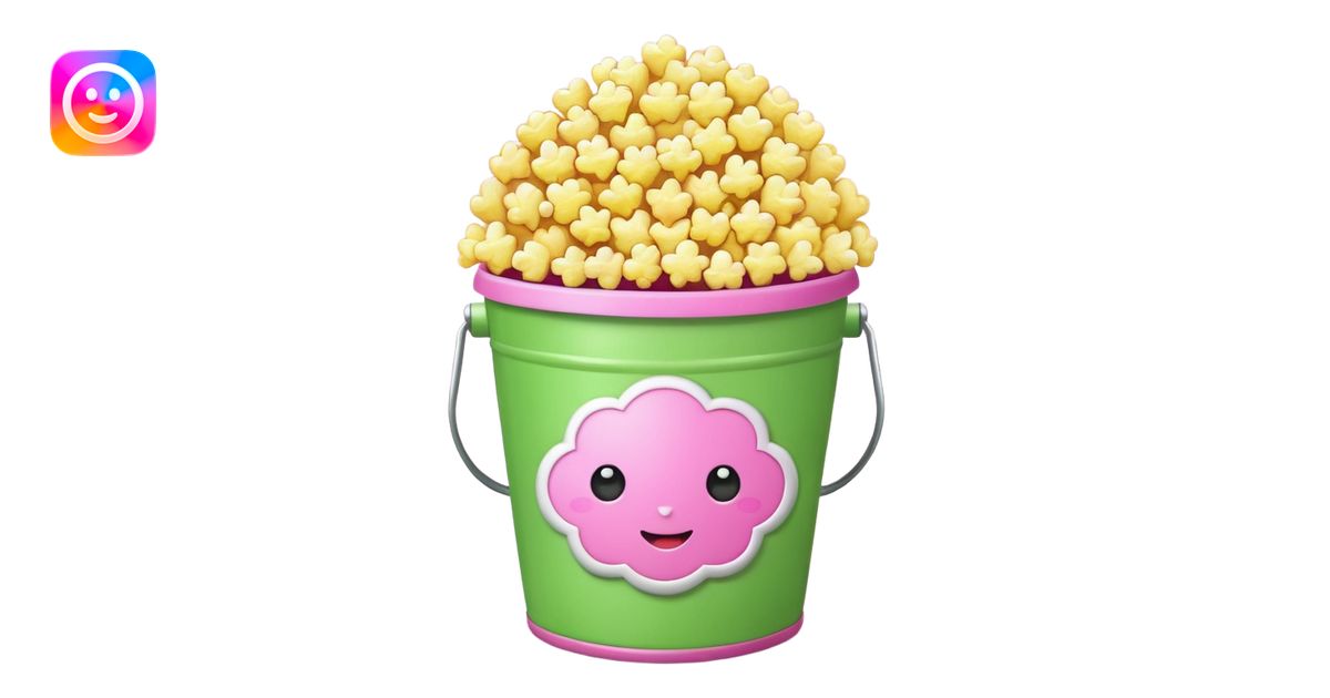 original popocorn emoji but the bucket is pink and green emoji | AI ...