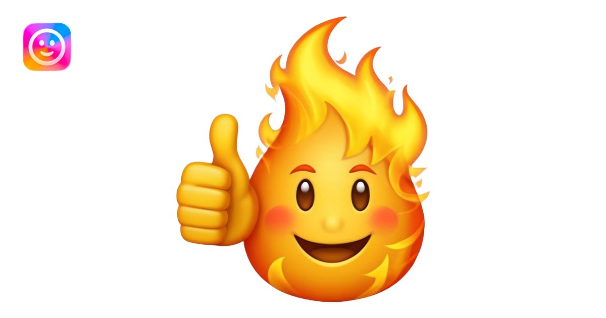 flaming thumbs up emoji, flames around the thumb, energetic emoji | AI ...
