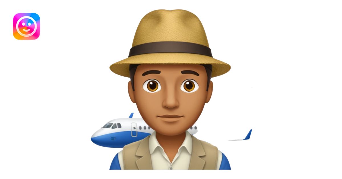 homme créole réunionnais avec chapeau arrive avion a gillot emoji | AI ...