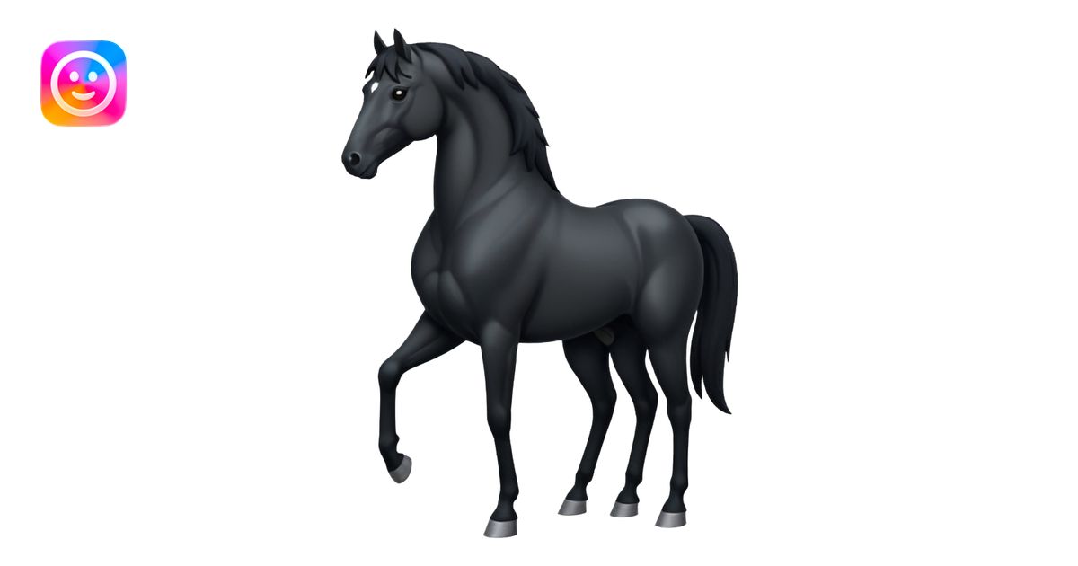 Pony black horse standing emoji | AI Emoji Generator