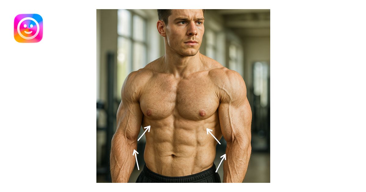young 25-year-old bodybuilder with low collagen, hyper realistic style ...