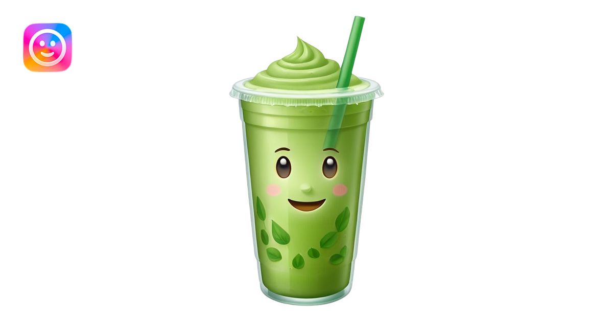 realistic green iced matcha drink to go drink emoji | AI Emoji Generator