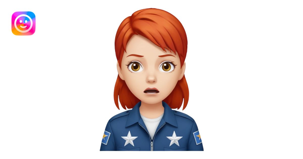 shocked face on white girl red hair Air force emoji | AI Emoji Generator
