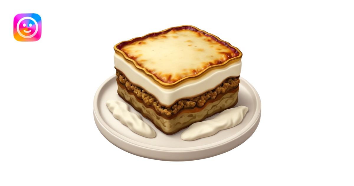 Moussaka Cinematic Realistic Moussaka Dish Emoji, depicted as a rustic ...