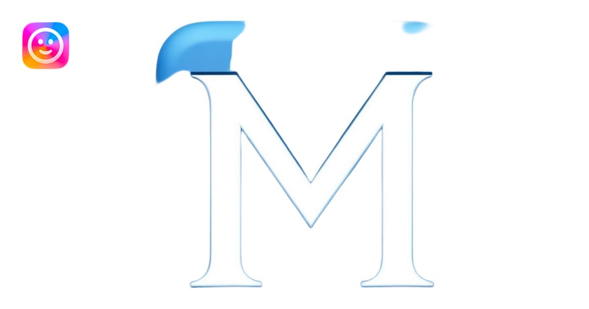 create capital letter "M" INSIDE THE BLUE COLOR SQUARE shape emoji | AI ...