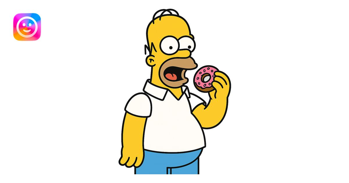 Homer Simpson classic cartoon style yellow skin bald with two hairs ...