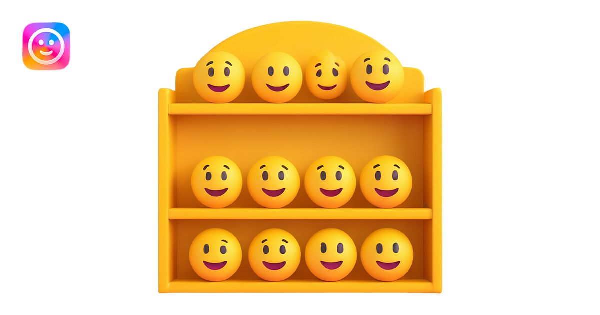 a 3D shelf with realistic shadows, modern 3D emoji style emoji | AI ...