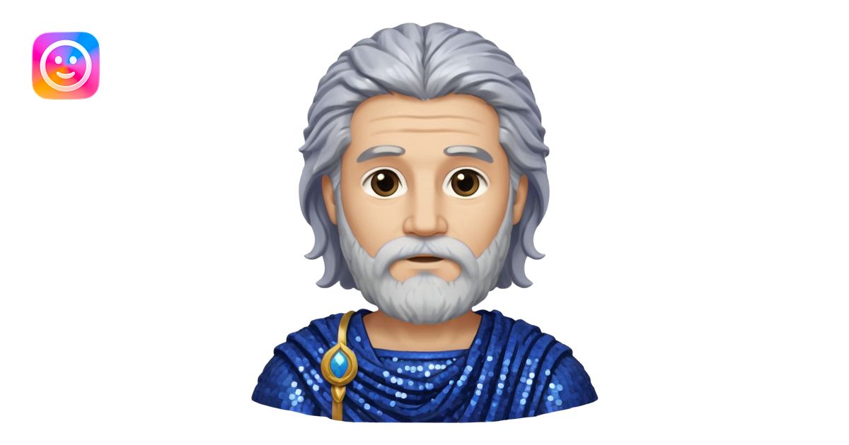 Saturn from Roman Deities with long gray hair and beard, indigo sequin ...