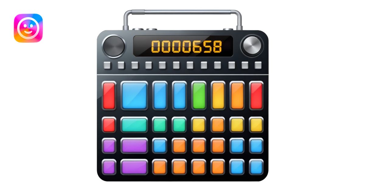 drum machine with colorful buttons emoji | AI Emoji Generator