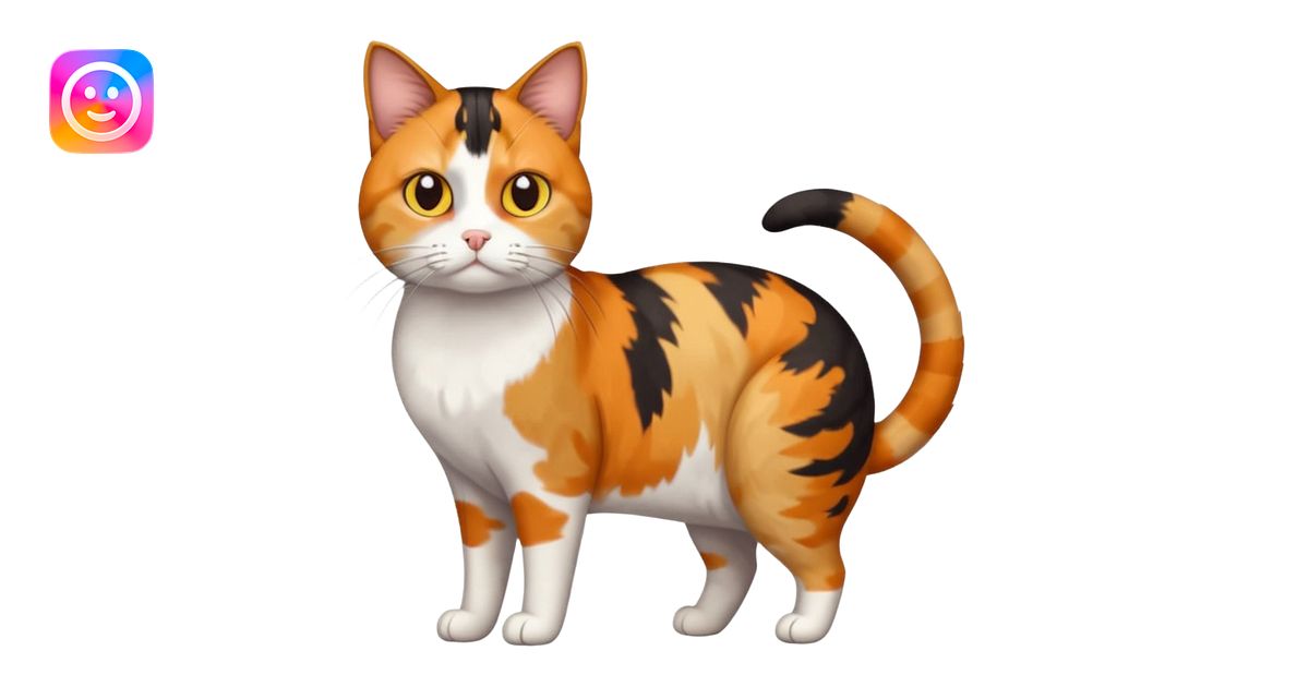 full body colourful calico tabby cat with skinny head and fat body with ...