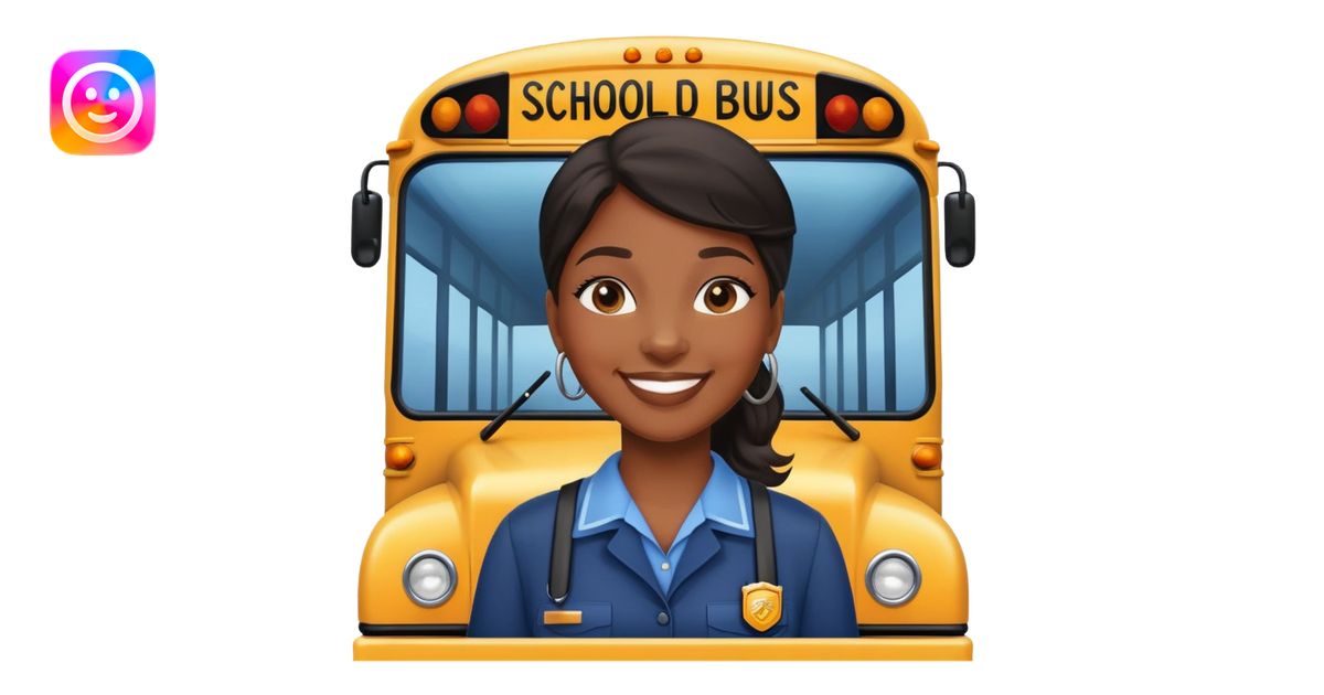 School bus driver black female emoji | AI Emoji Generator