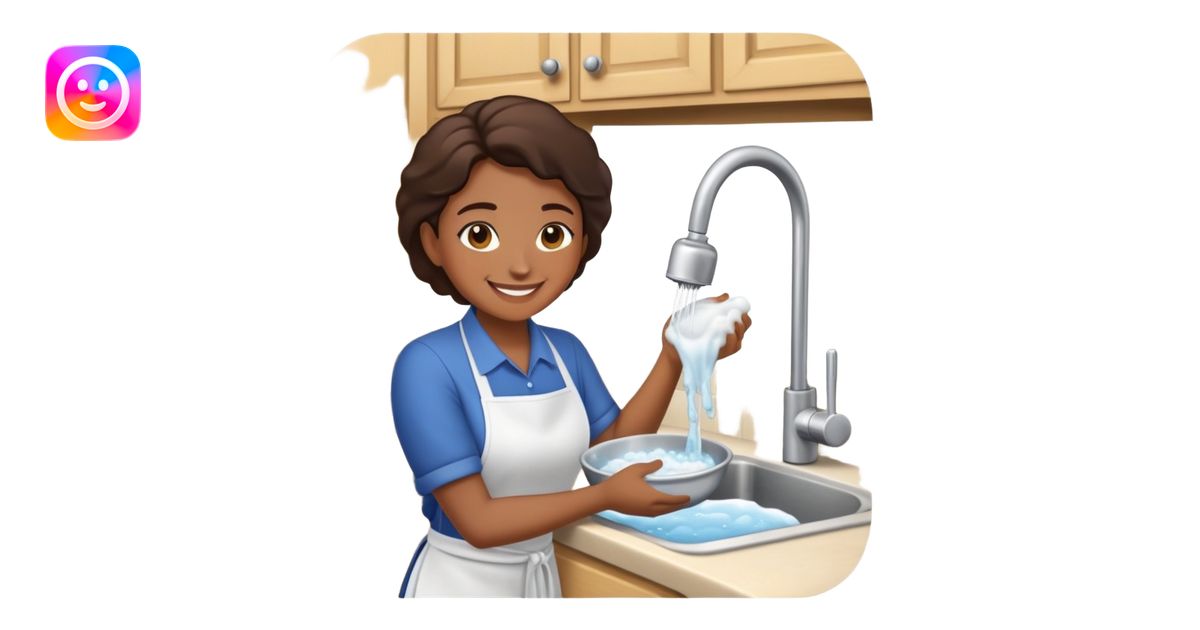 Make an emoji of Amanda hansimikali doing the dishes emoji | AI Emoji ...