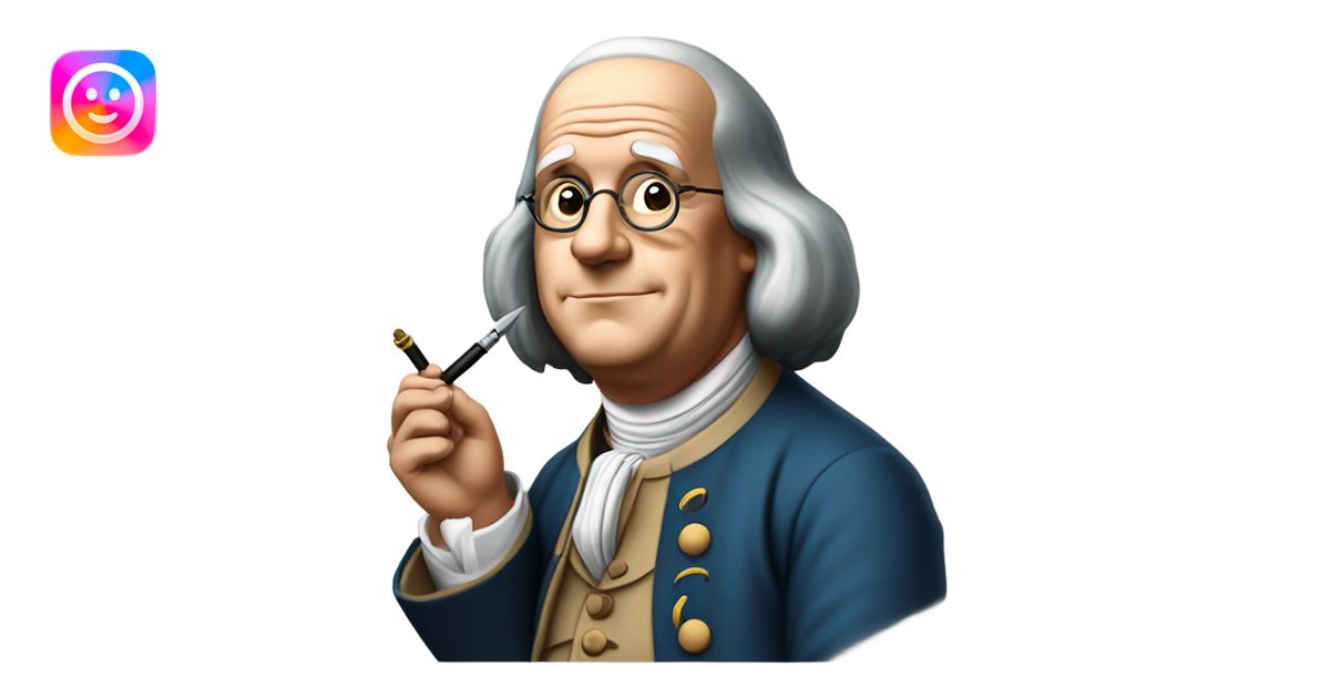 Benjamin Franklin smoking a pen emoji | AI Emoji Generator