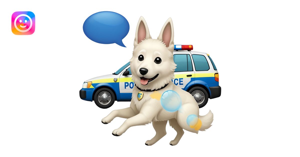 White belgian Shepard Runs away from police car and says "ACAB" emoji ...