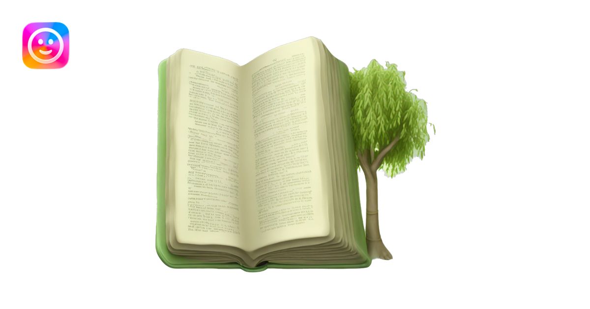 Light Sage green holy Bible with willow tree emoji | AI Emoji Generator