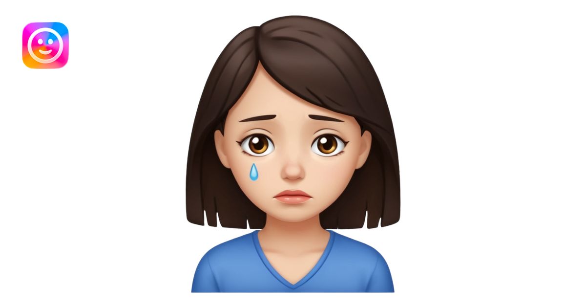 Pretty brunnete girl sad emoji | AI Emoji Generator
