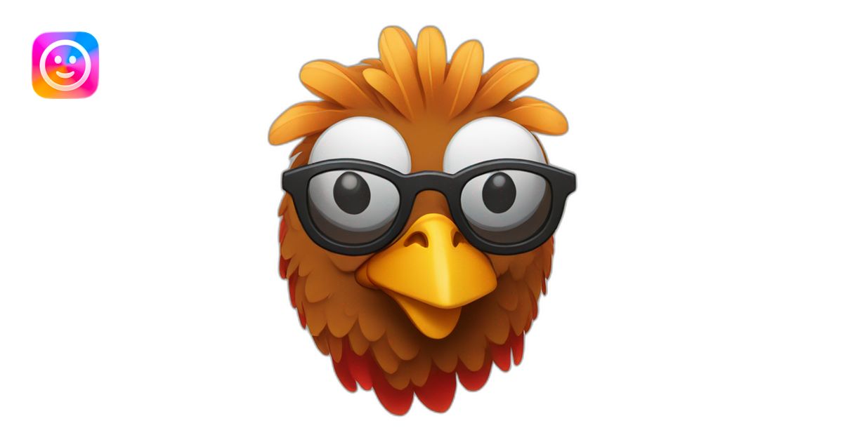 Un pollo a la brasa con lentes emoji | AI Emoji Generator