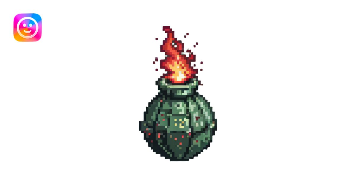 Red digital bomb with flame-shaped fuse on top, round bomb body with ...