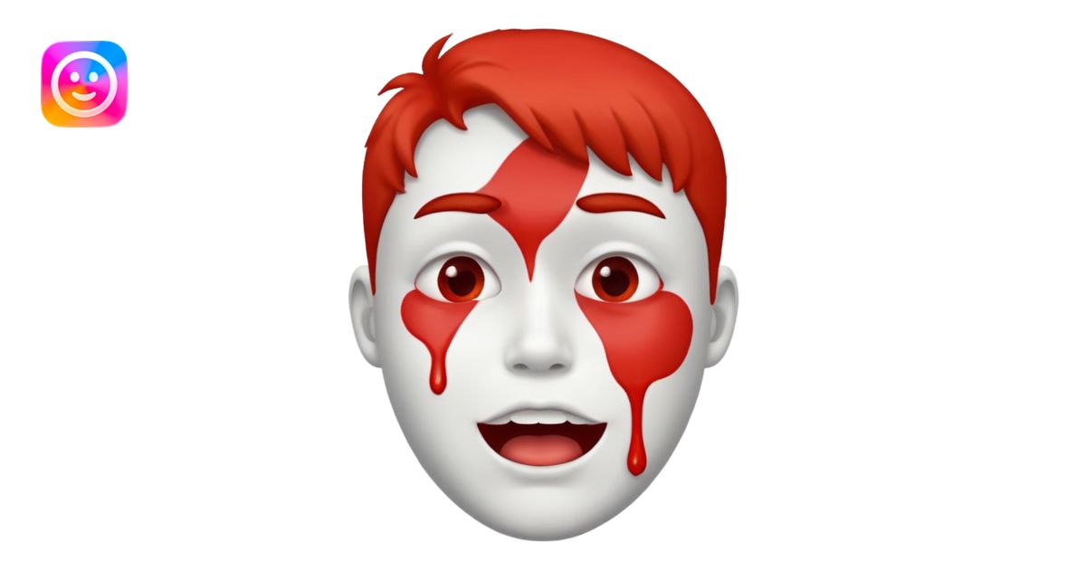 A face showing physical delight and a red face with white paint around ...