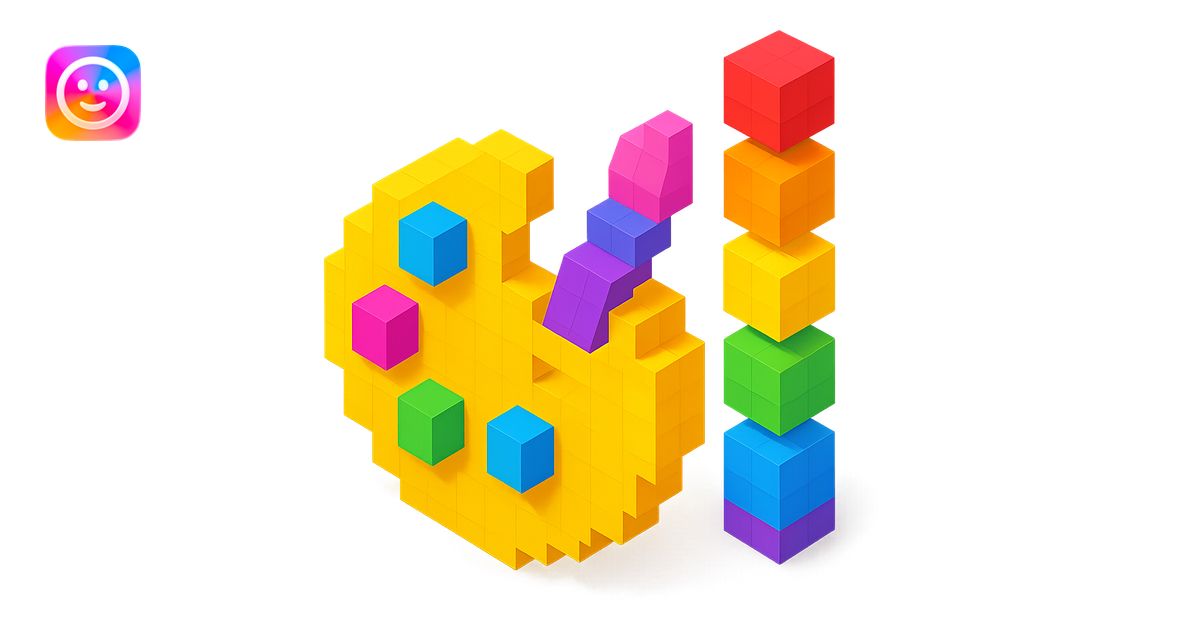 voxel style color palette, symbol of design 3D illustration | AI Emoji ...