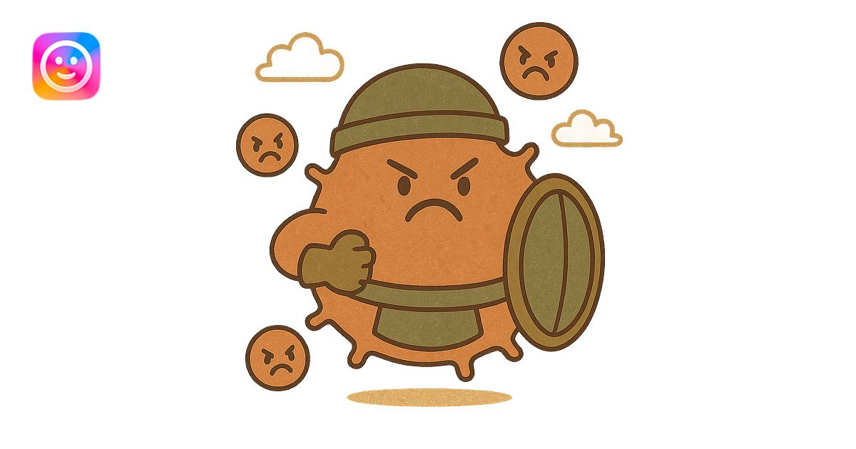 Angry armored cells illustration | AI Emoji Generator