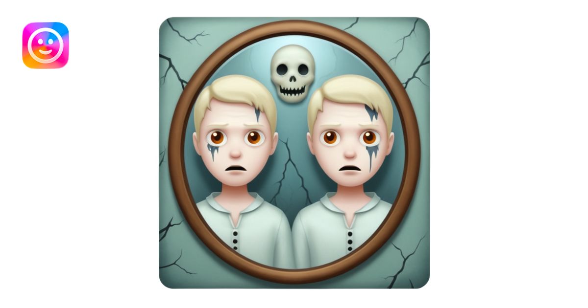 Spooky killer on mirror behind me emoji | AI Emoji Generator