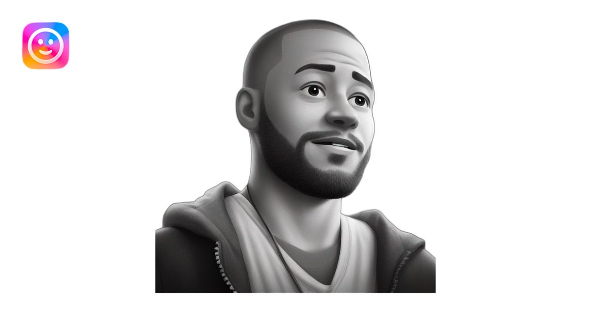 bearded portrait in monochrome emoji | AI Emoji Generator