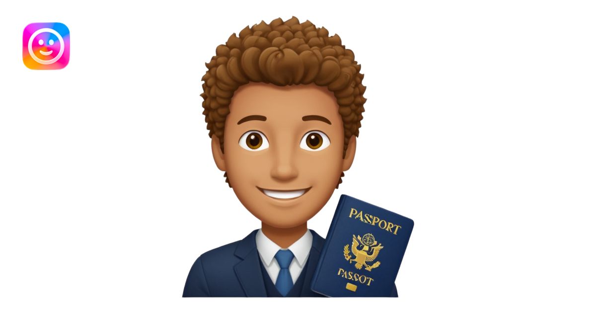 man with coily chairs passport size emoji | AI Emoji Generator