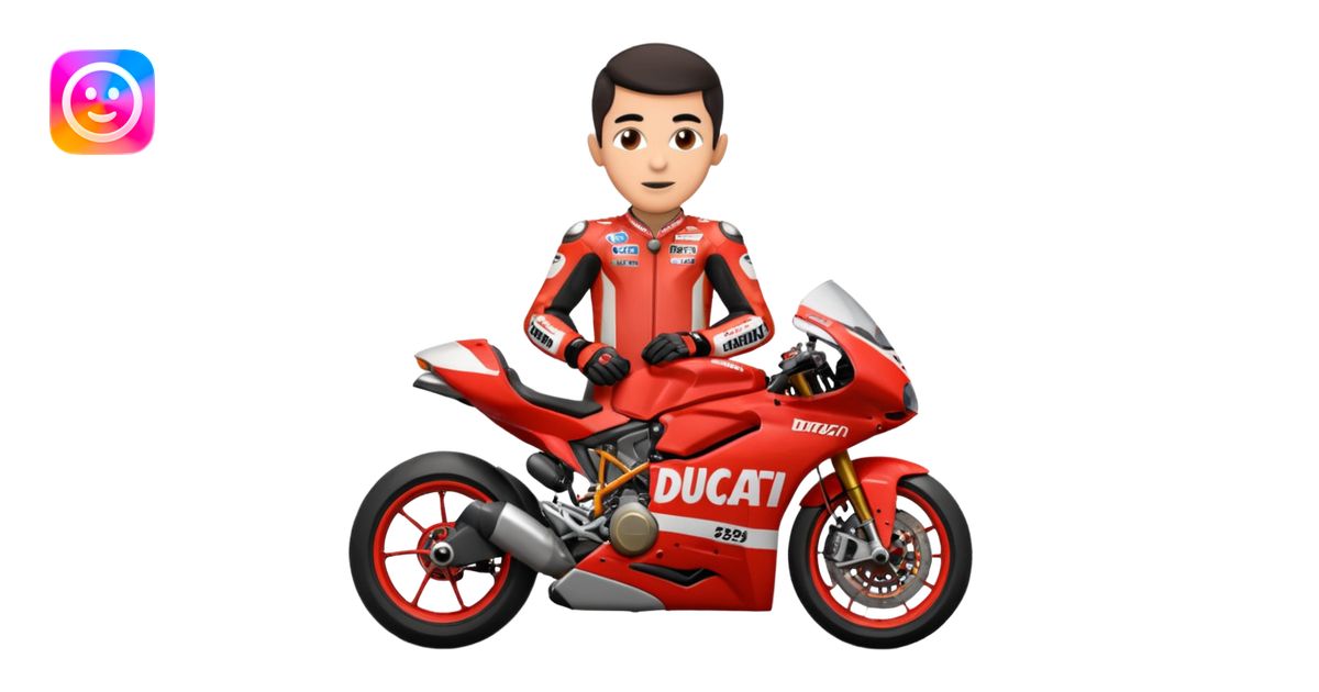 Un emoji de moto gp dé Ducati Marc Márquez pero con la moto del 2025 y ...