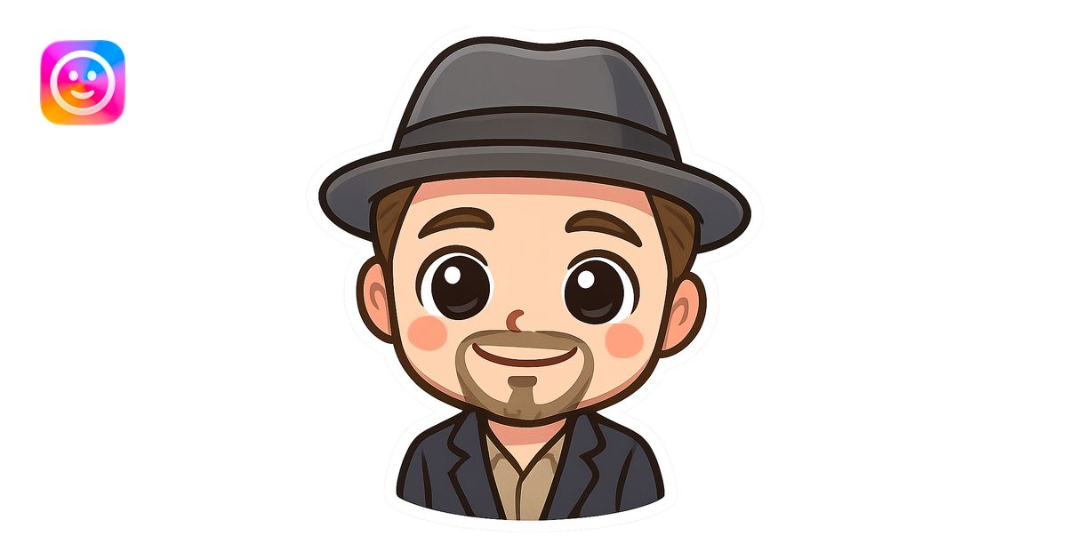 adorable chibi emoji of Leonardo DiCaprio's face with big eyes and a ...