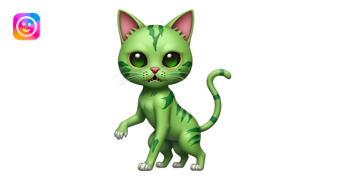 green zombie cat full body with action pose emoji | AI Emoji Generator
