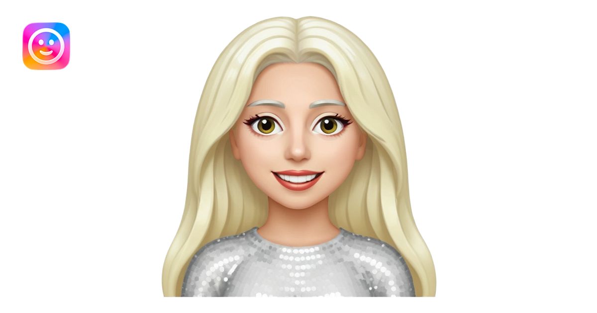 Lady Gaga with long platinum blonde hair, white sequin outfit emoji ...