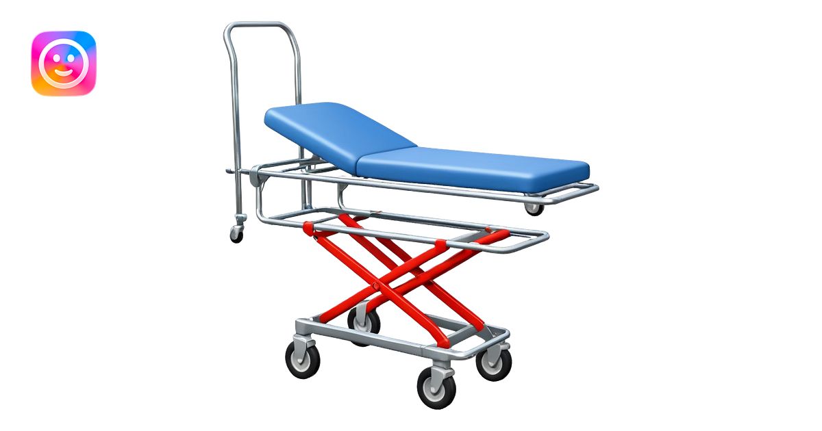 An open-back stretcher trolley being loaded into the ambulance bay ...