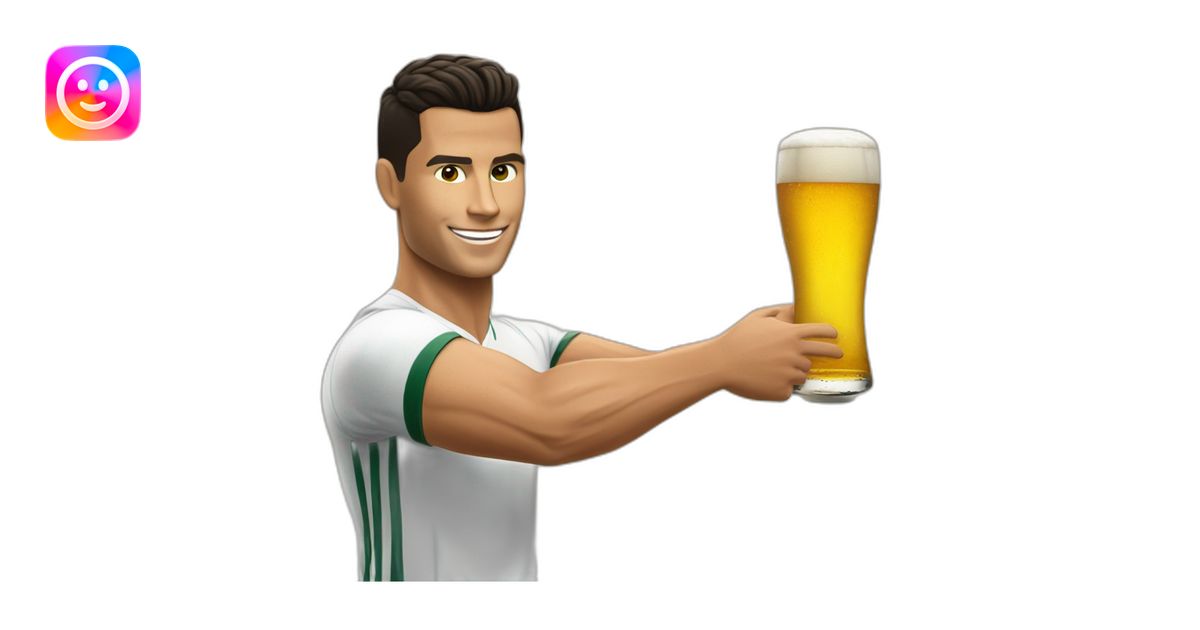 CR7 tenant une bière à la main emoji | AI Emoji Generator