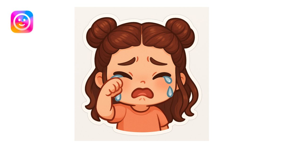 Create a chibi sticker of the girl from the reference image. She is ...