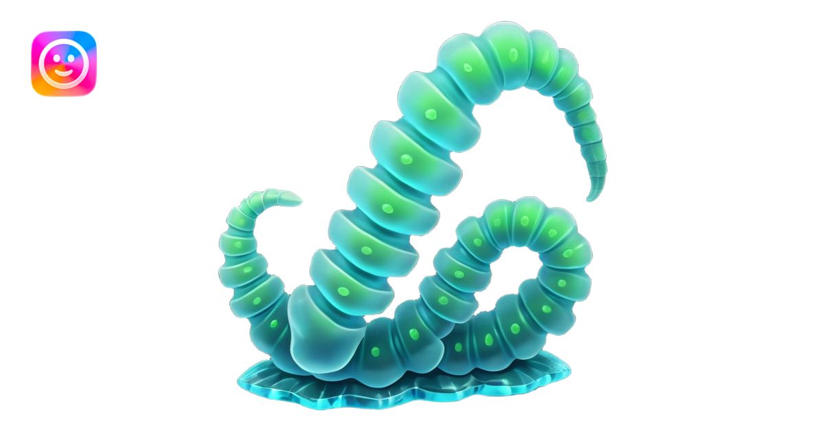 3D render of Crystal Cave Worms, bioluminescent deep sea style, glowing ...