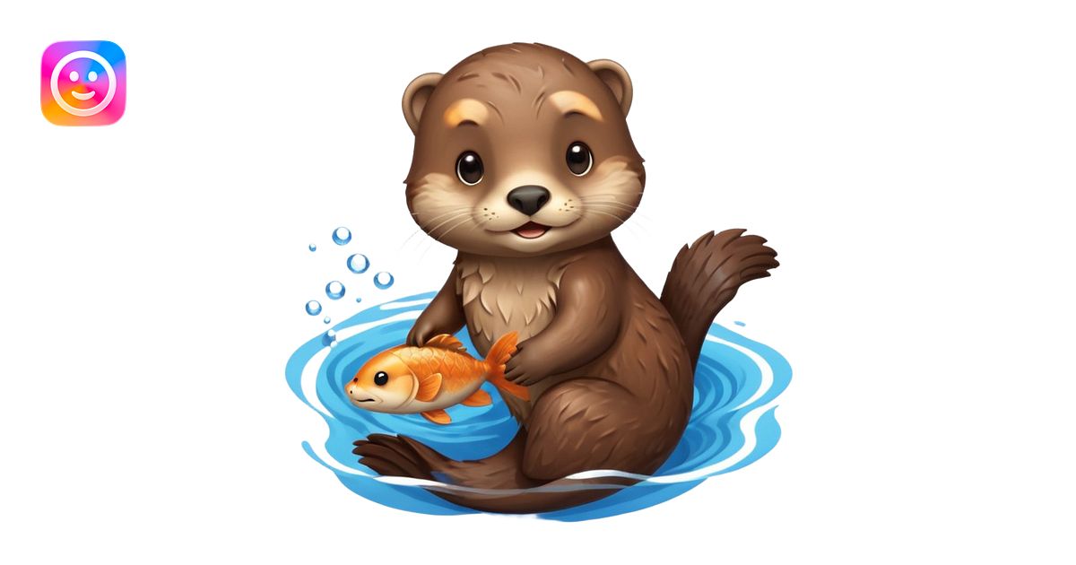 adorable otter floating on clearly visible blue water with waves ...
