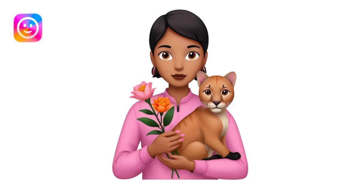 a flower in hand that holds the puma emoji | AI Emoji Generator