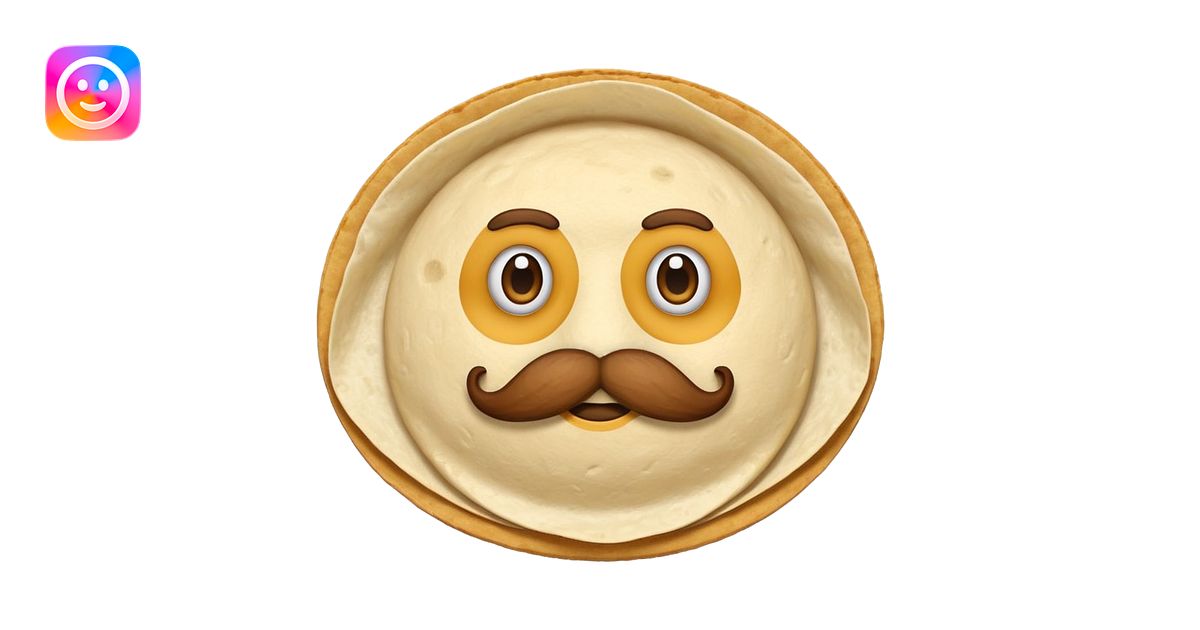 a fresh "Flying" flour tortilla football with a mustache emoji | AI ...