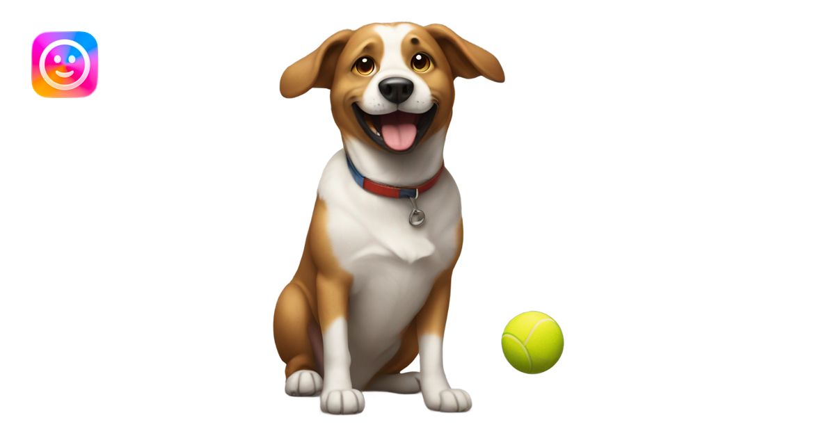 Smiling dog catching a ball in the air emoji | AI Emoji Generator