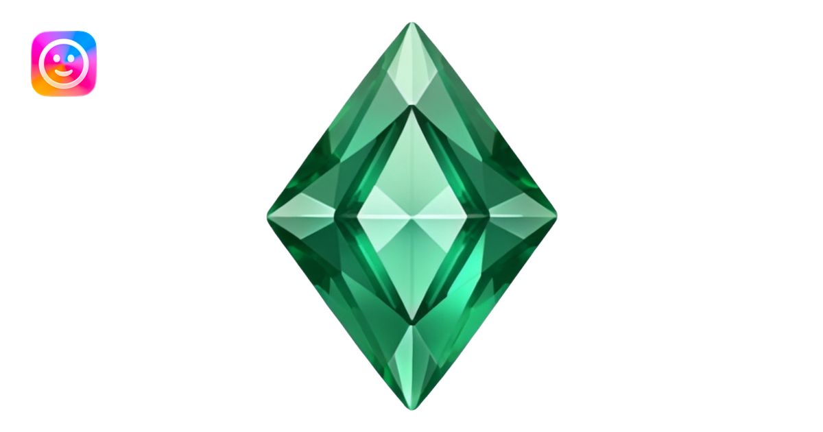 GREEN emerald, diamond gem shape, realistic emoji | AI Emoji Generator