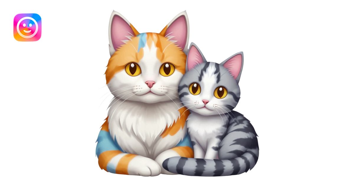 grey and white cat cuddling a colourful light patched calico + white ...