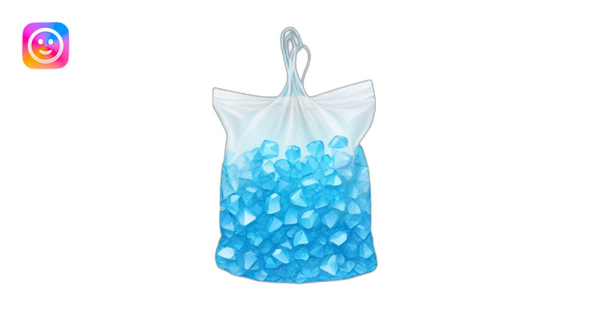 plastic bag with white blue crystals emoji | AI Emoji Generator
