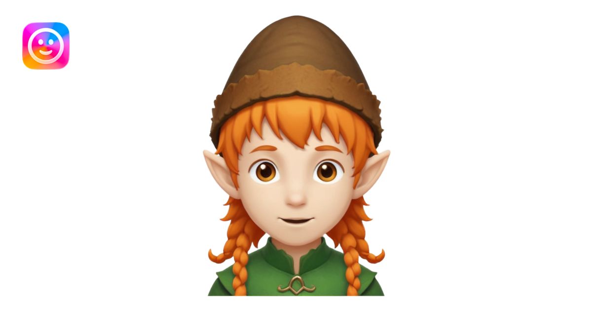 Orange Haired Elf, Elf boy with orange ponytail and acorn hat emoji ...
