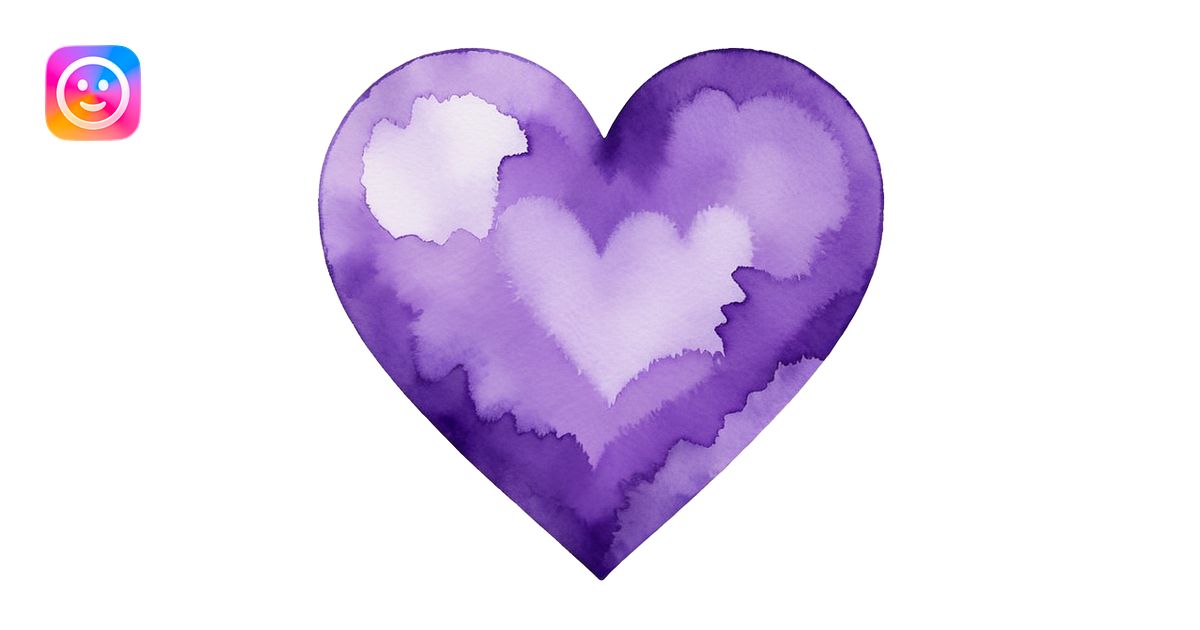 minimalist watercolor heart icon, monochromatic purple washes, soft ...