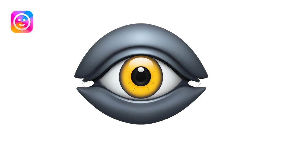 Minimal emoji, gothic futuristic eye, cold grey sclera, pupil replaced ...