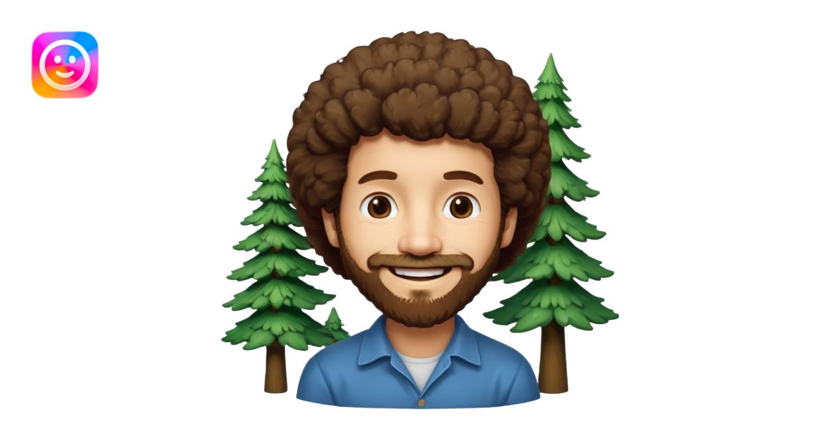 Bob Ross and Happy Little trees emoji | AI Emoji Generator