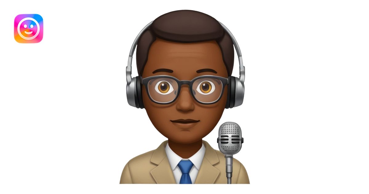Un locutor de radio moreno con gafas emoji | AI Emoji Generator