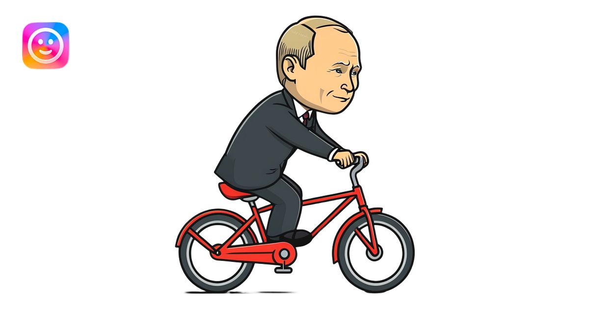 Vladimir Putin riding a bicycle from side view image | AI Emoji Generator