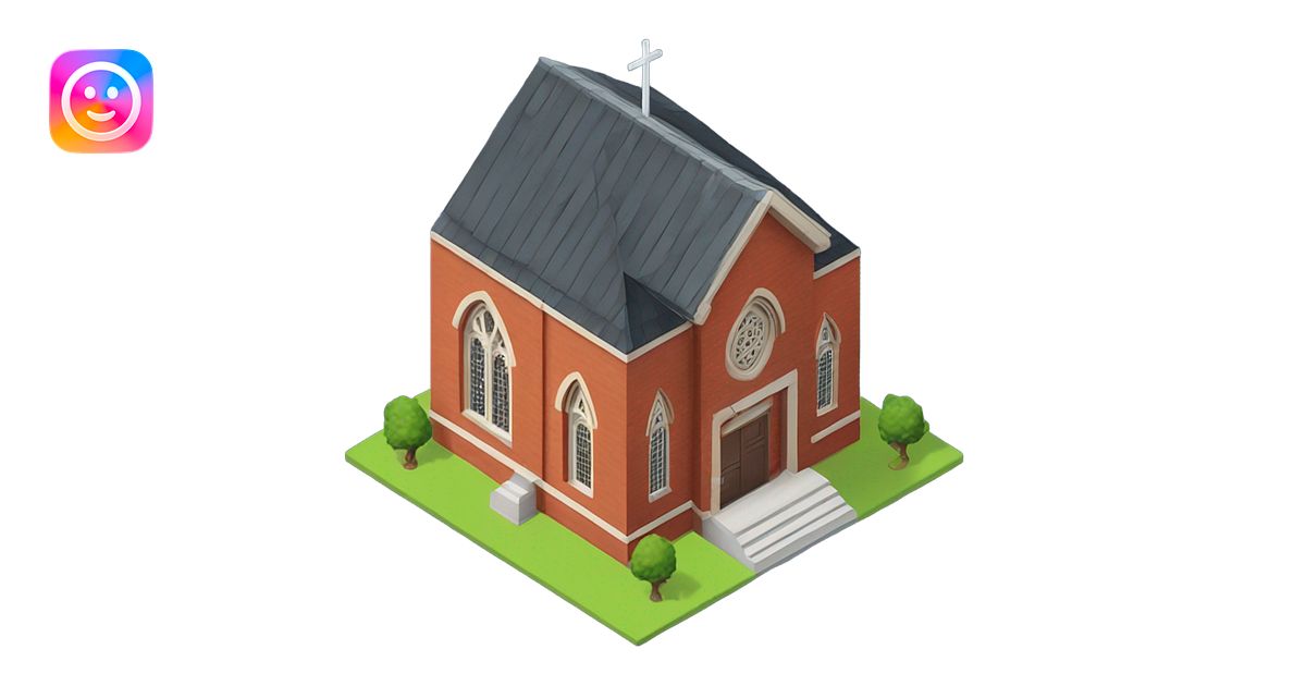 isometric redbrick religious building emoji | AI Emoji Generator